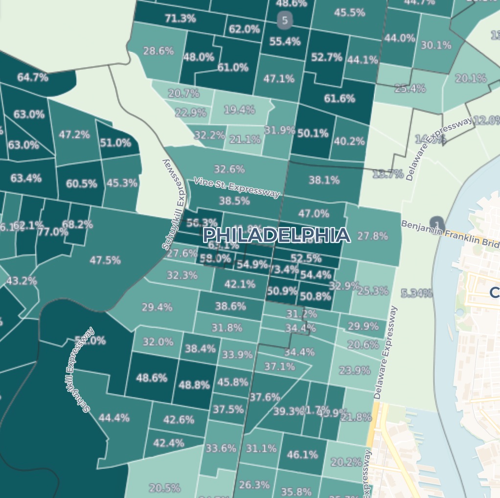 MAP: No-Car Households By Census Tract - 5th Square