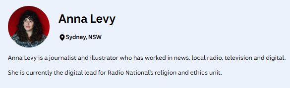 ABC Radio National's Religion and Ethics Anna Levy and James Carlton ...