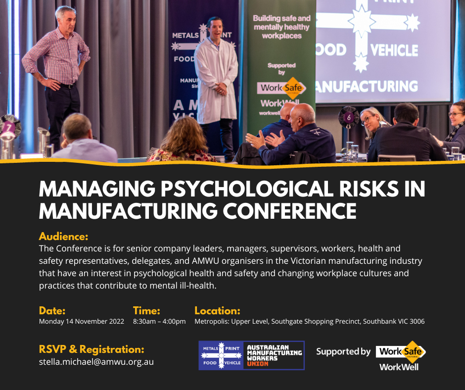 WorkWell Forum 2022 - Australian Manufacturing Workers' Union - AMWU