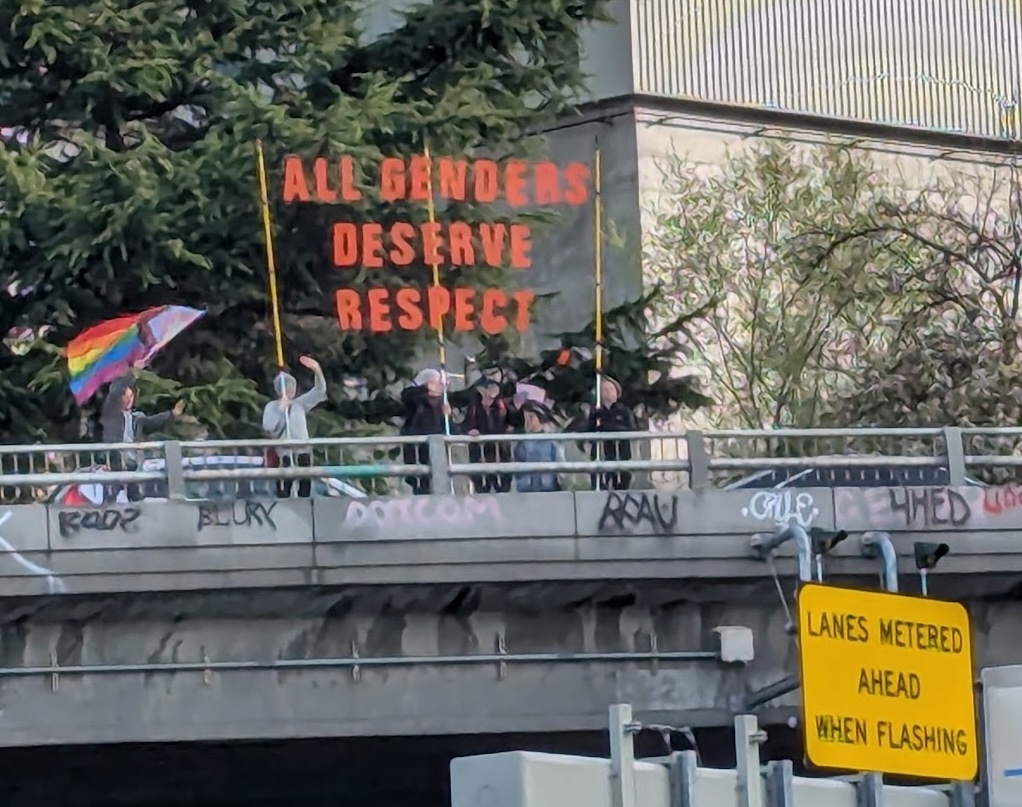 Yesler & I-5 Afternoon Overpass Banner Team