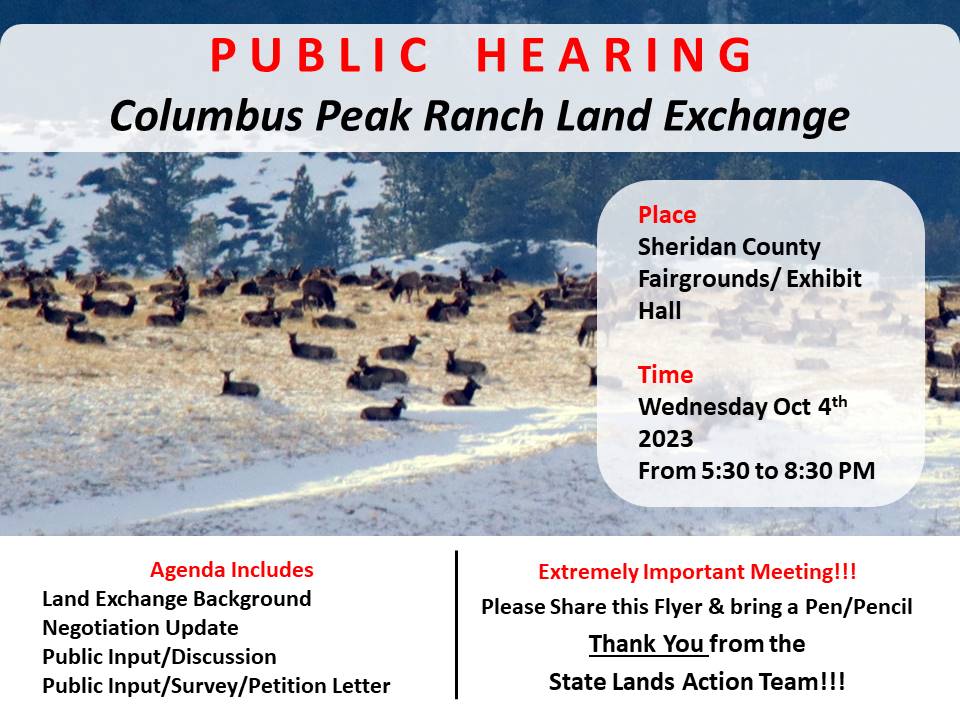 Wyoming Meeting: Columbus Peak Land exchange | Hunt Talk