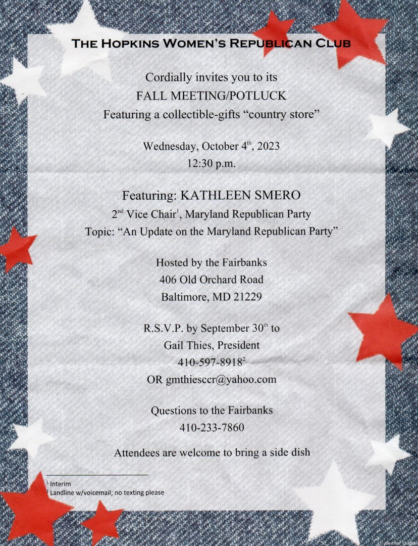 Hopkins Women's Republican Club - Baltimore City Republican Central ...