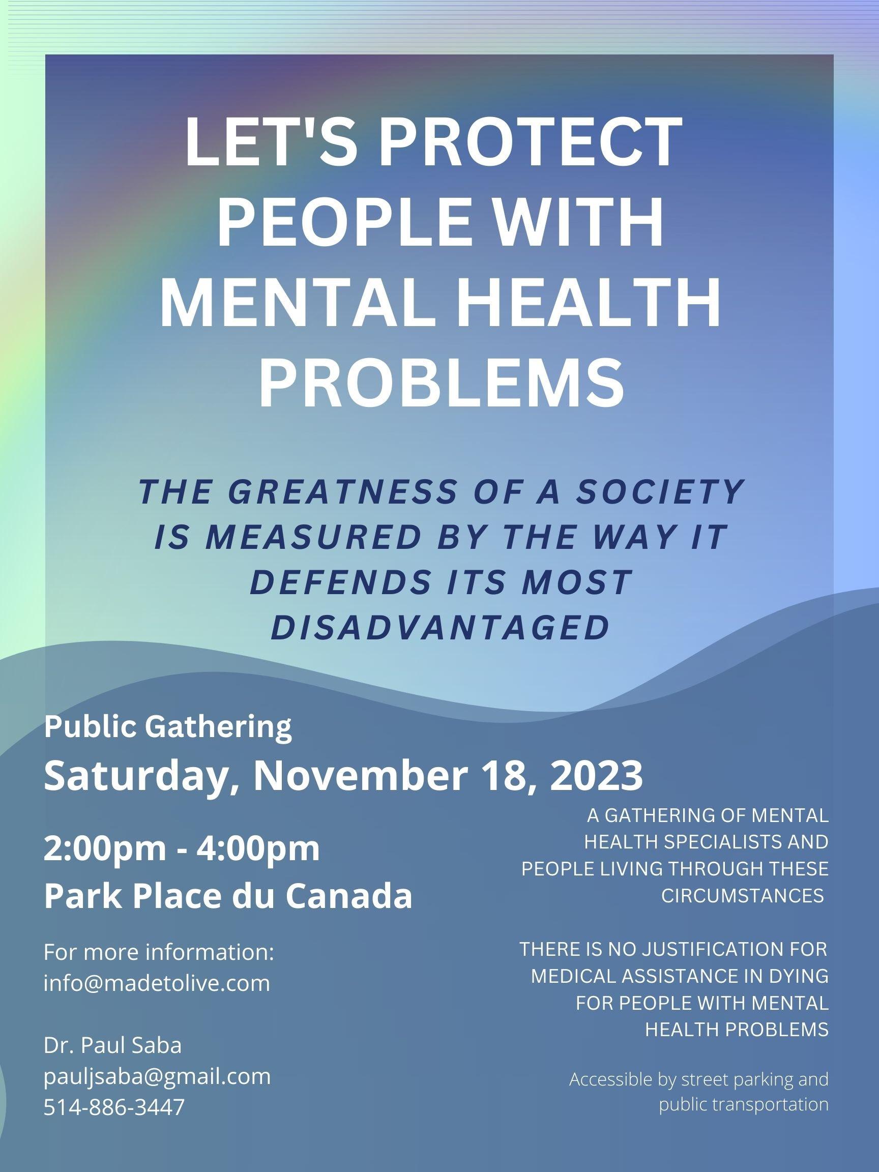 A protest against euthanasia for people with mental health problems ...