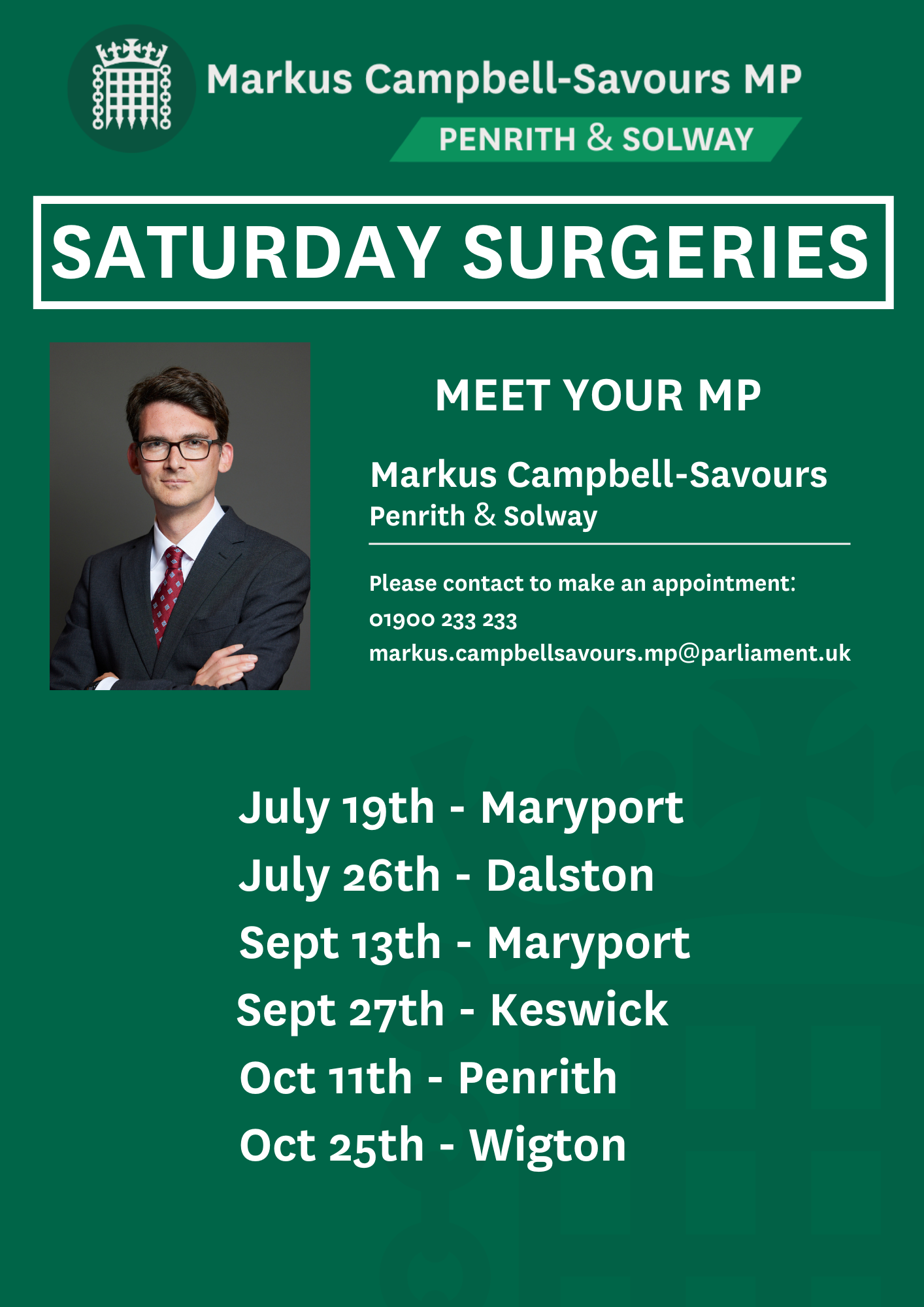 Surgeries - Markus Campbell-Savours MP