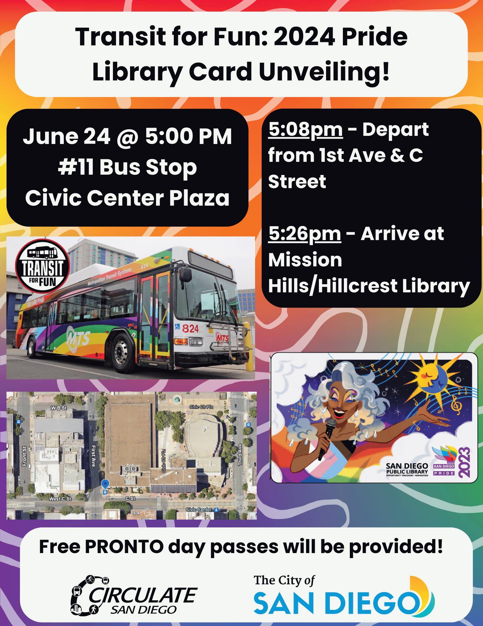 Transit for Fun - 2024 Pride Library Card Unveiling - Circulate San Diego