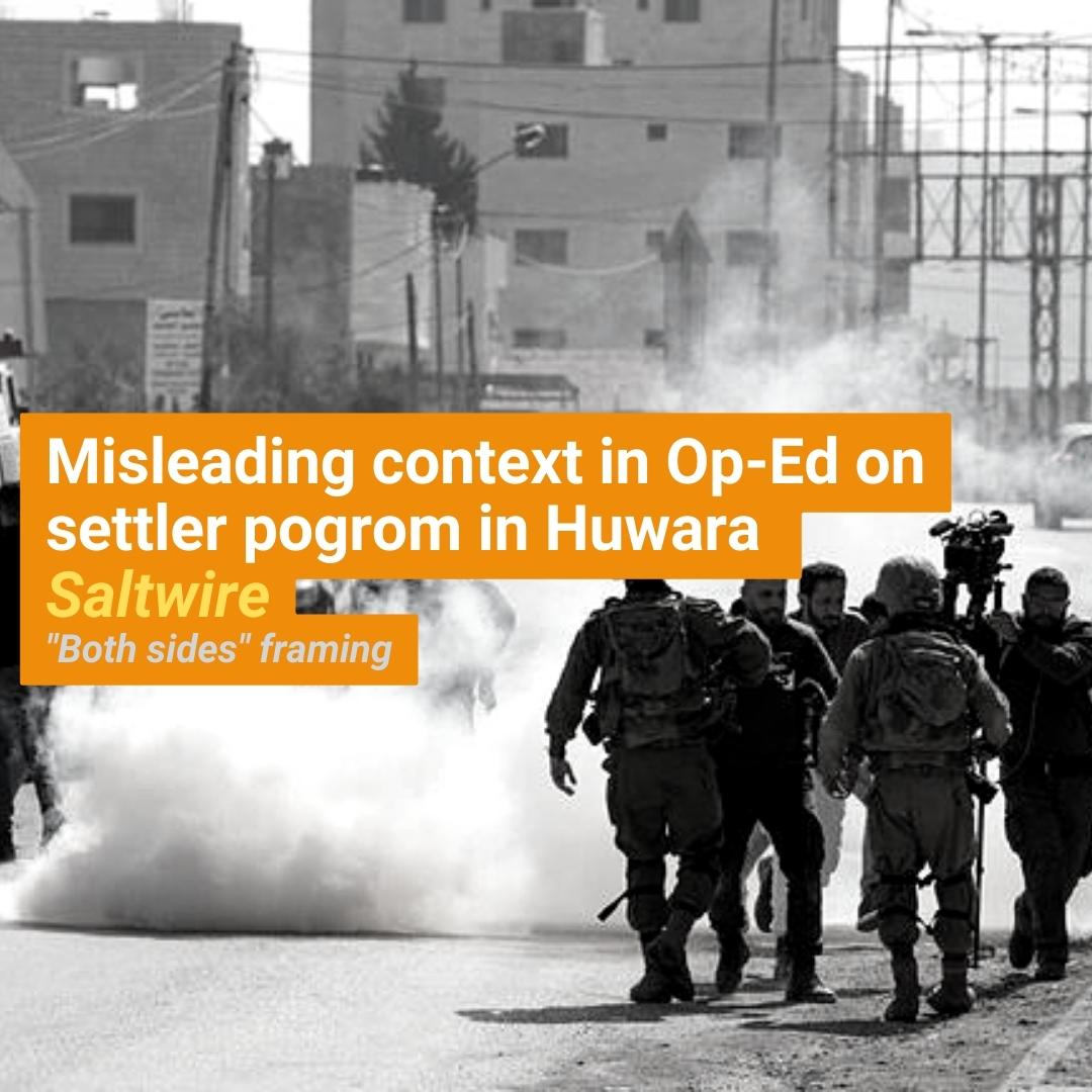 Misleading context in Op-Ed on settler pogrom in Huwara by Saltwire ...