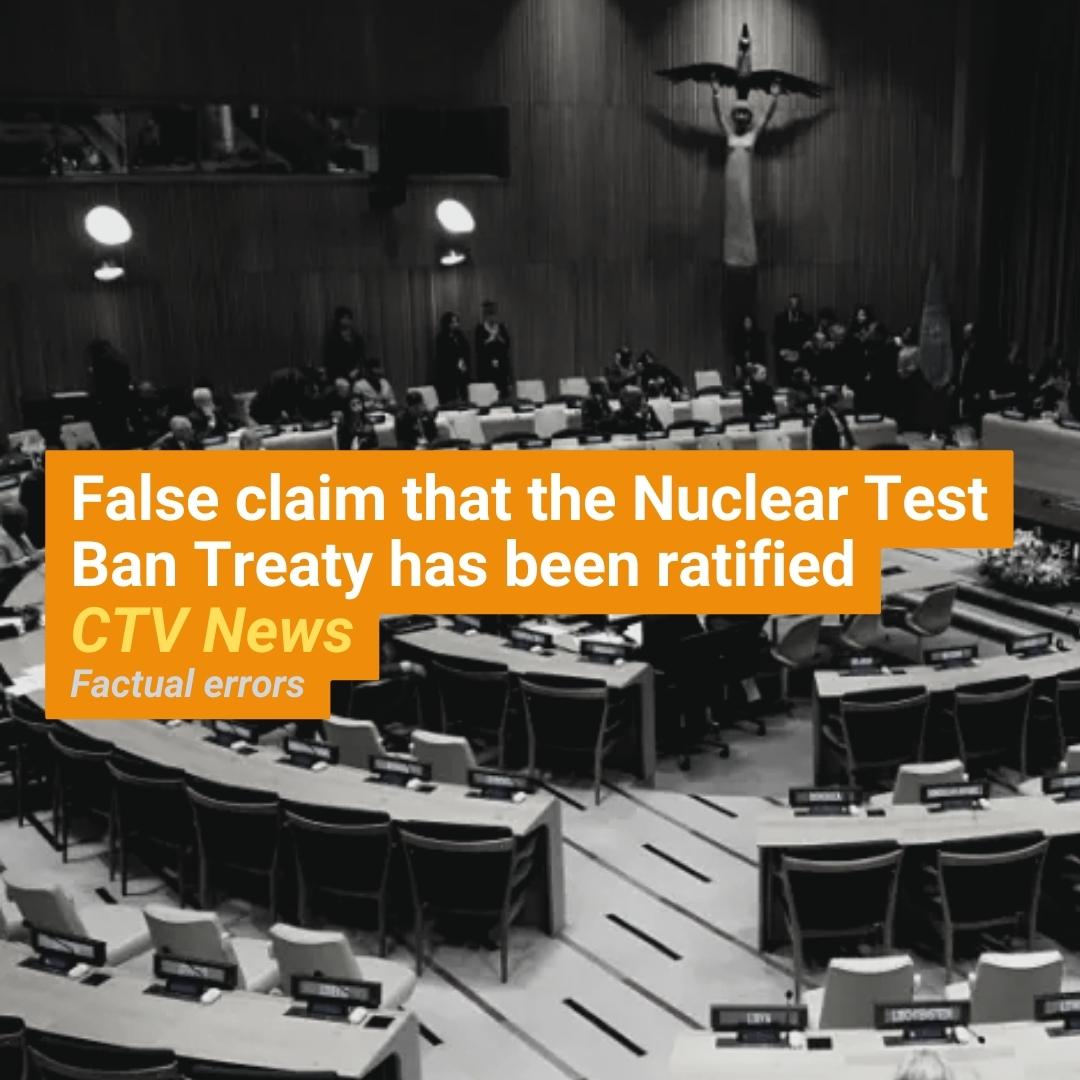 False claim that the Nuclear Test Ban Treaty has been ratified - The ...