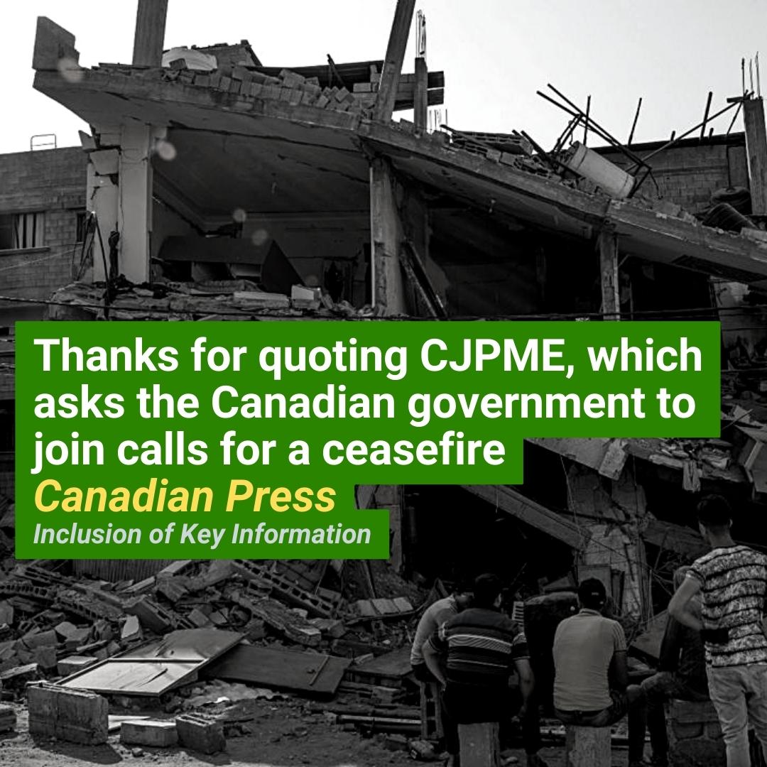 Thanks for quoting CJPME, which asks the Canadian government to join ...