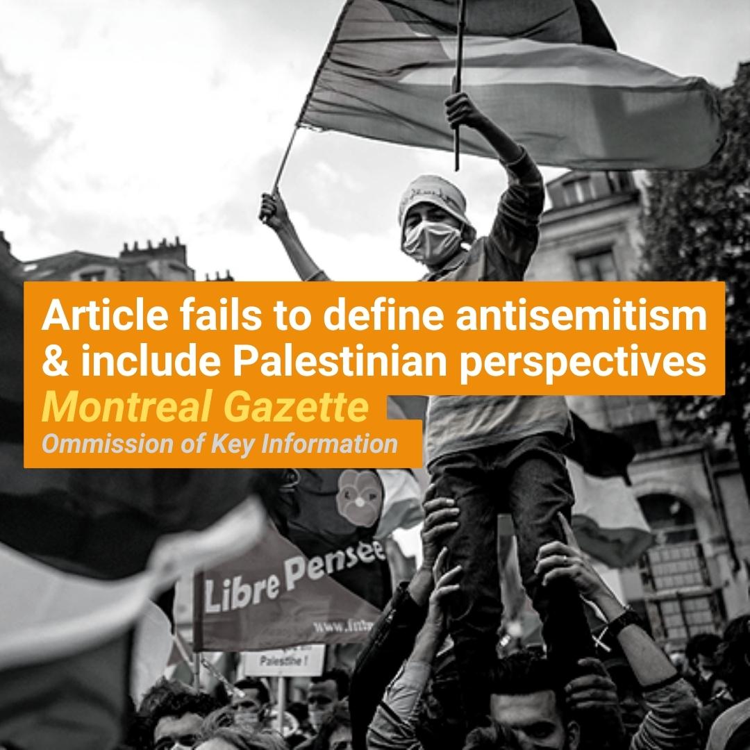 Article fails to define antisemitism & include Palestinian perspectives ...