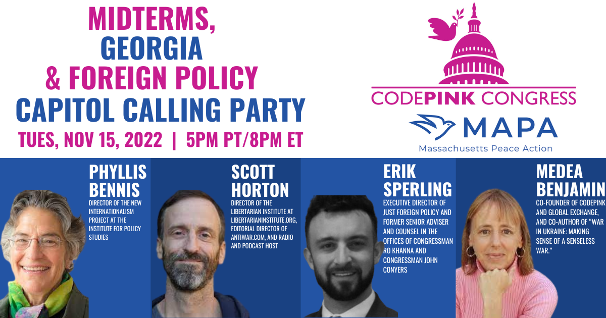 CODEPINK Congress Action: November 15, 2022