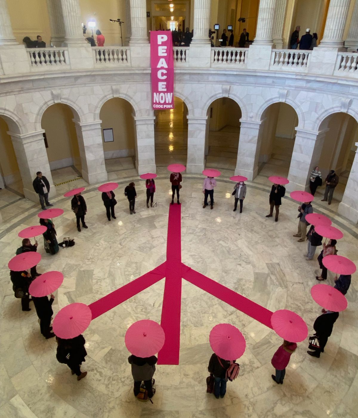 Human Peace Sign in Congress for IWD - CODEPINK - Women for Peace