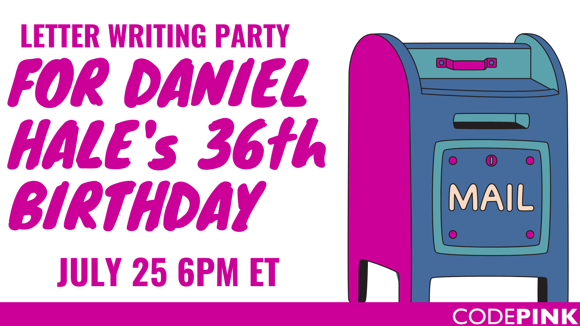 Letter Writing Party for Daniel Hale - CODEPINK - Women for Peace