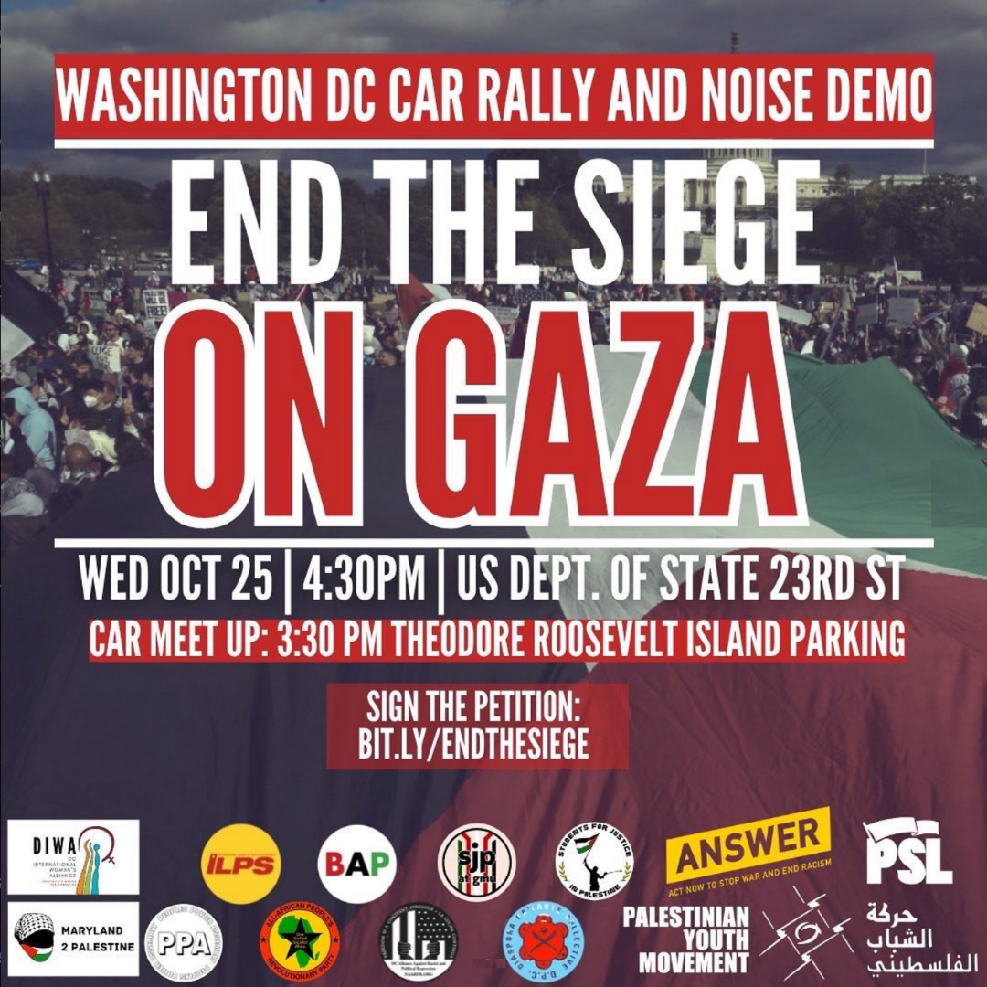 End the Siege on Gaza - D.C. Car Rally and Noise Demo - CODEPINK ...