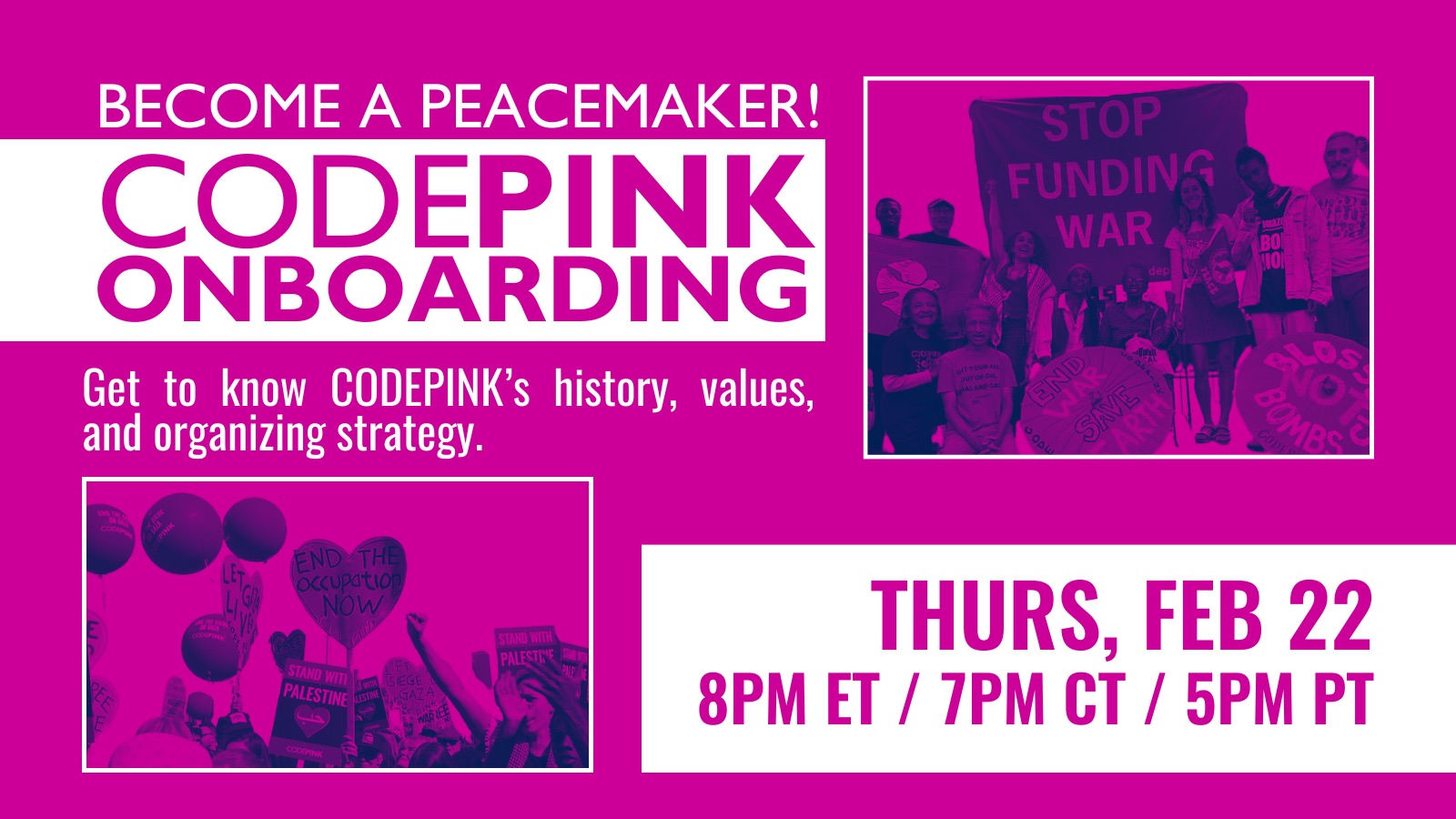 February CODEPINK Onboarding - CODEPINK - Women for Peace