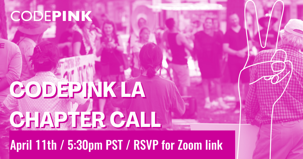 Codepink La Chapter Call Codepink Women For Peace