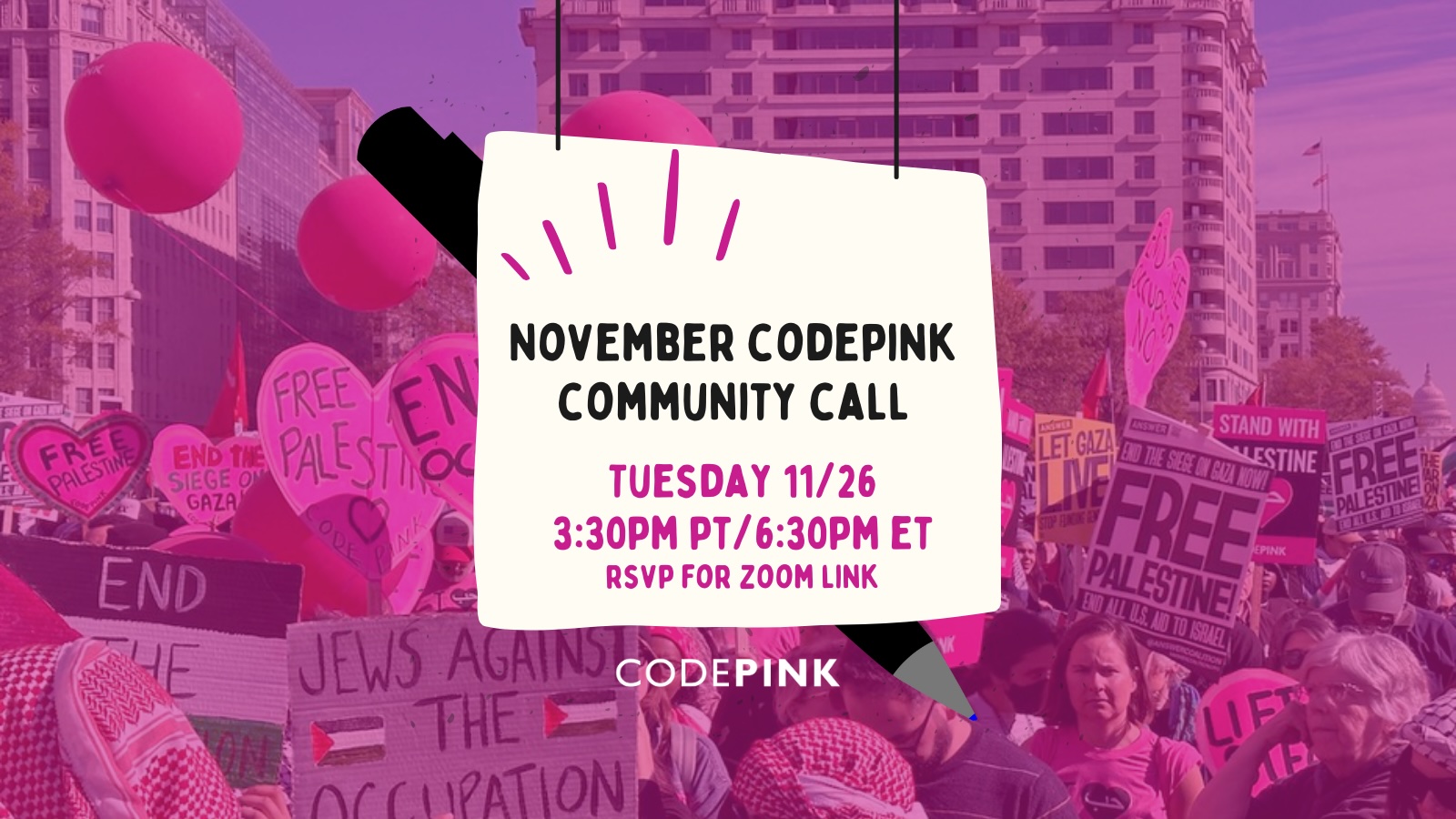 CODEPINK Community Call - NOVEMBER - CODEPINK - Women for Peace