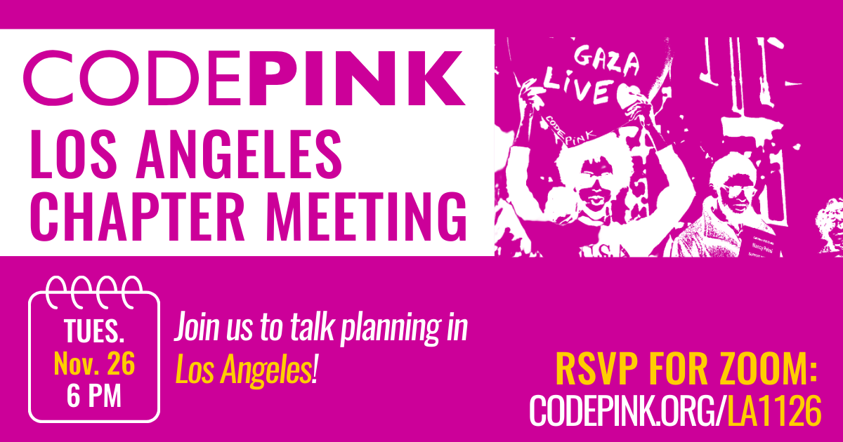 Codepink La Chapter Call Codepink Women For Peace