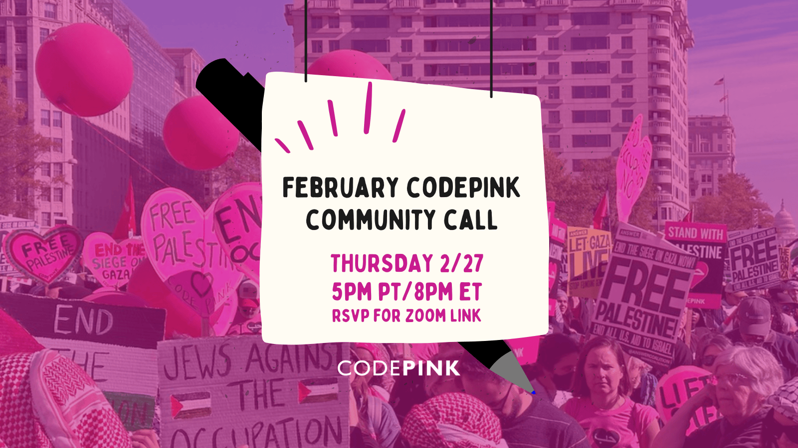 CODEPINK Community Call - February - CODEPINK - Women for Peace