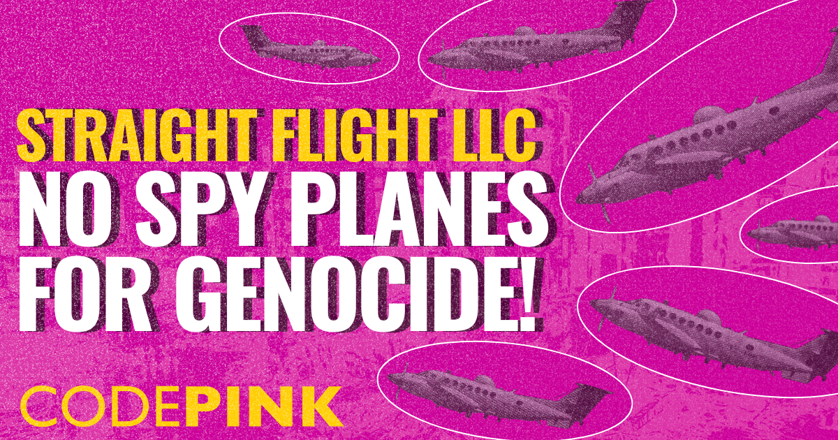 Straight Flight LLC: No Spy Planes for Genocide! - CODEPINK - Women for ...