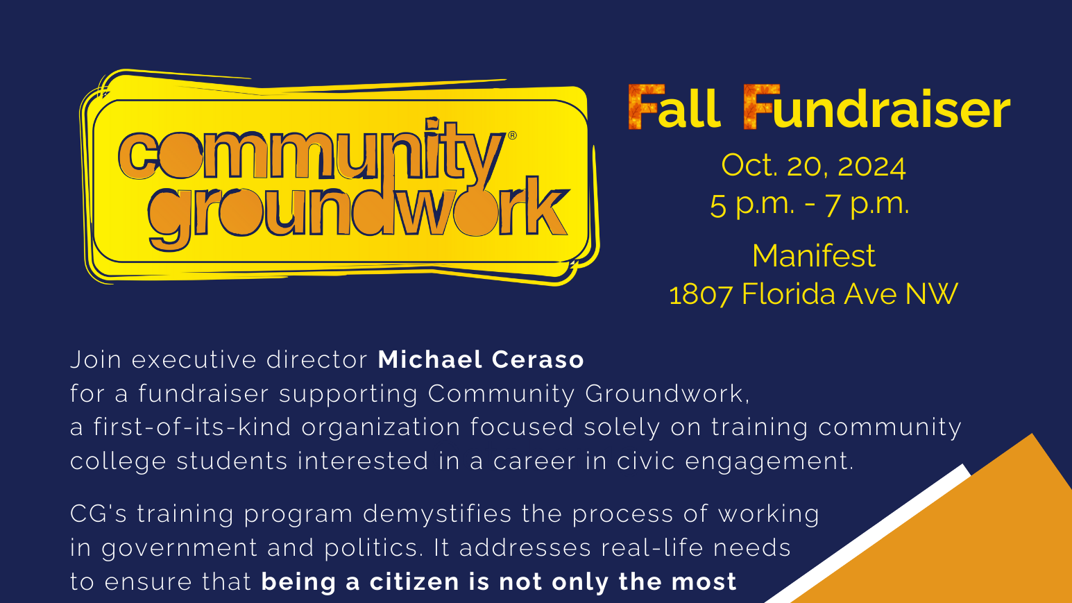 Fall Fundraiser on Oct. 20, 2024 - Community Groundwork