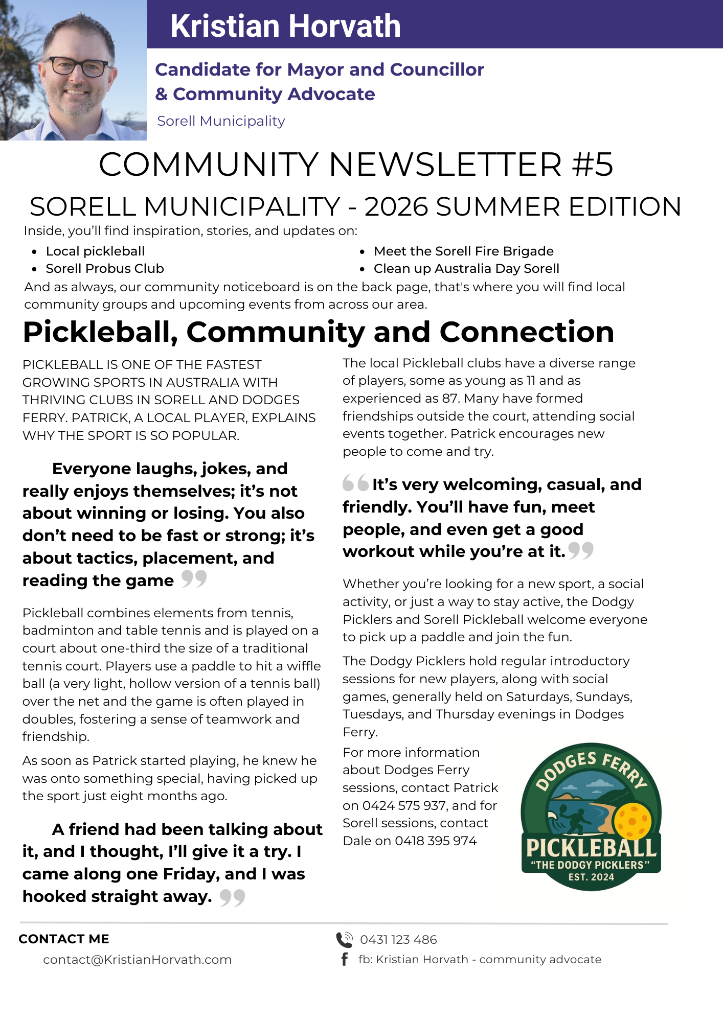 Community newsletters - Kristian Horvath - Community Organiser