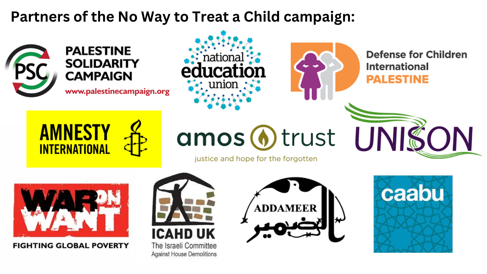 UK Campaign Partners - No Way to Treat a Child