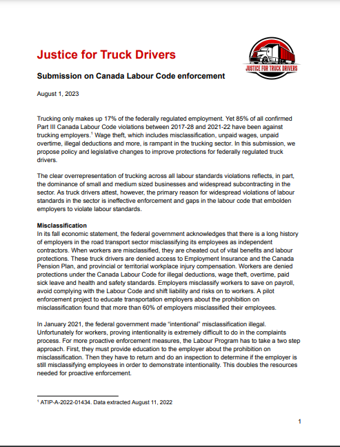 Justice for Truck Drivers - Justice for Workers