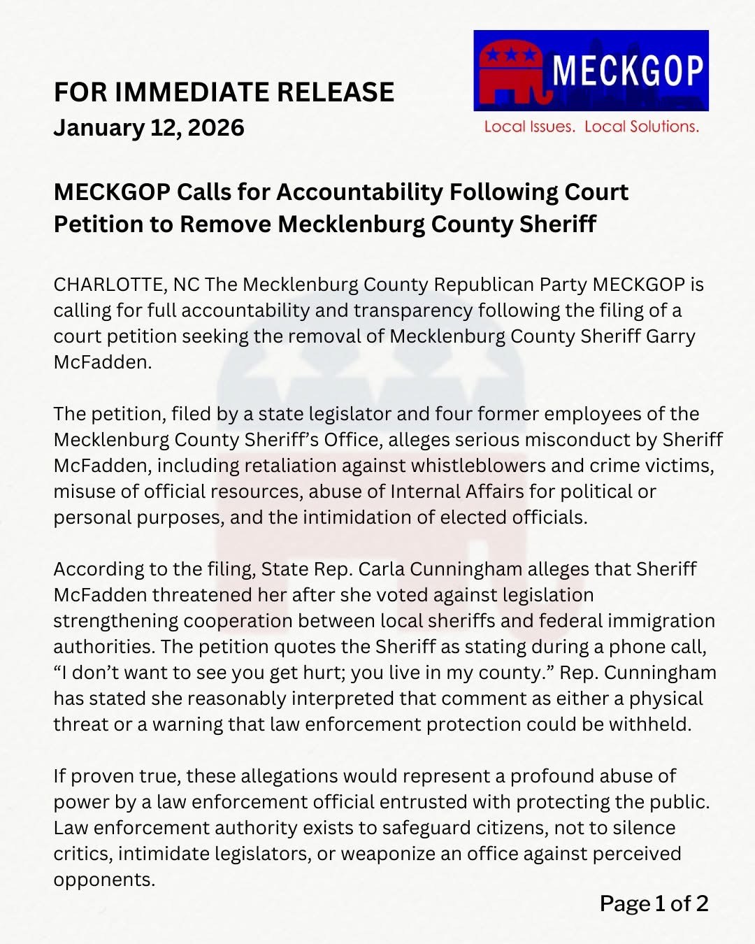 MECKGOP Calls for Accountability Following Court Petition to Remove ...