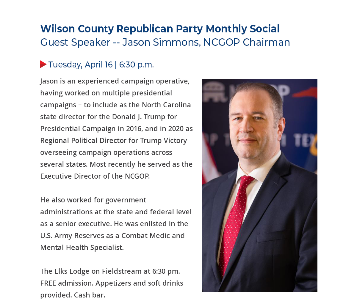 24 April Monthly Social - Wilson County Republican Party