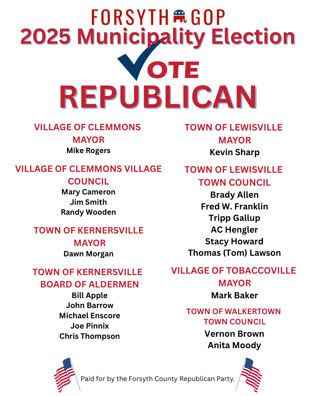 2025 Forsyth Municipal General Election - Forsyth County Republican Party