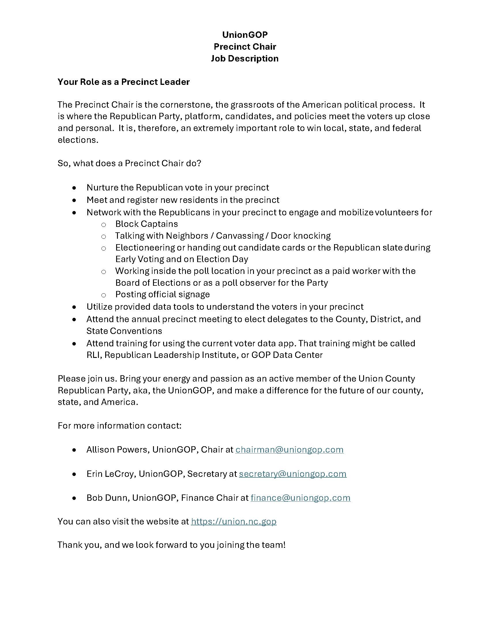 The Precinct Meeting Thursday Feb. 13 2025 - Union County Republican Party