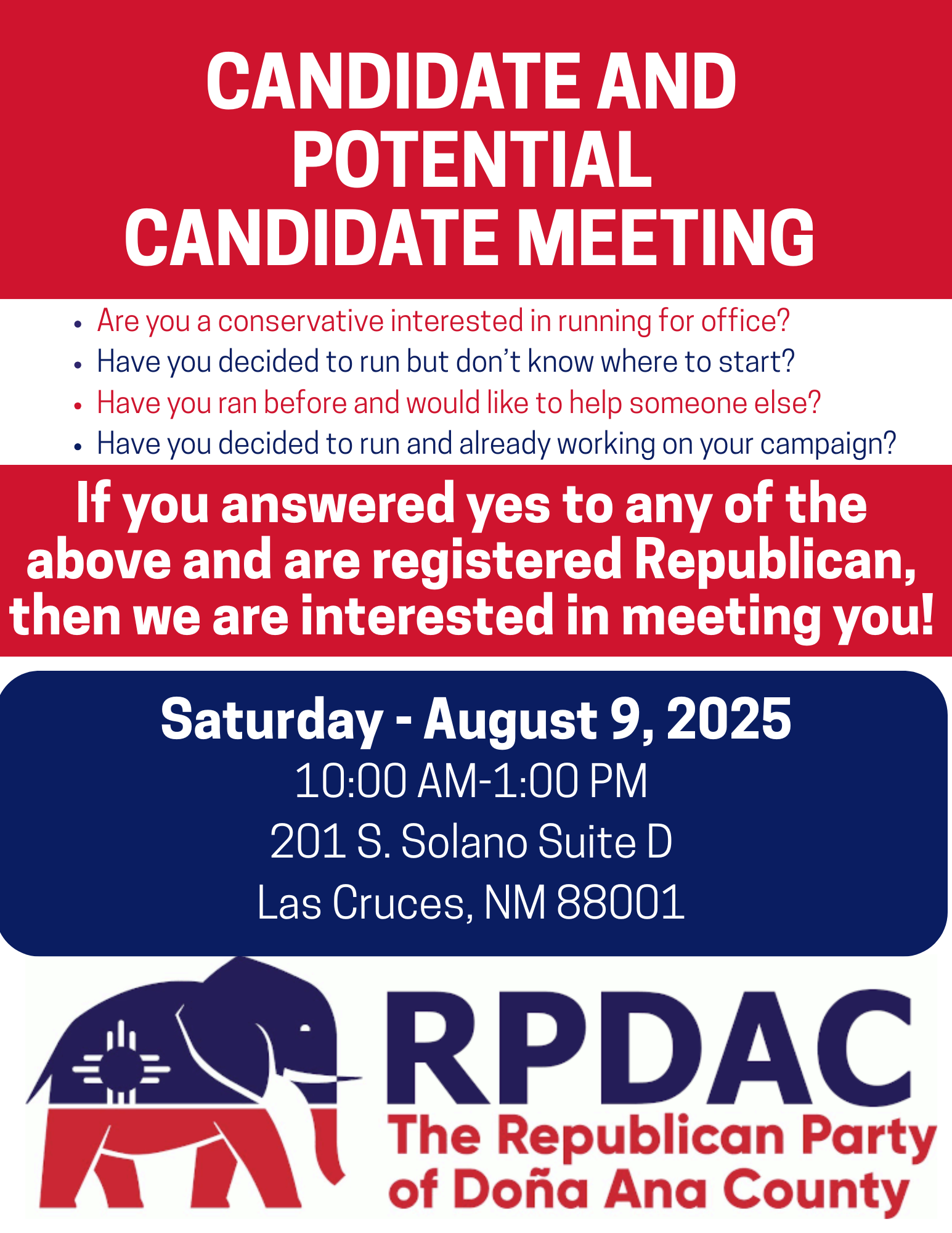 Potential Candidate Meeting - Republican Party of Doña Ana County