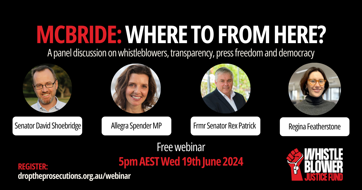 FREE WEBINAR McBride: Where to from here? - Whistleblower Justice Fund