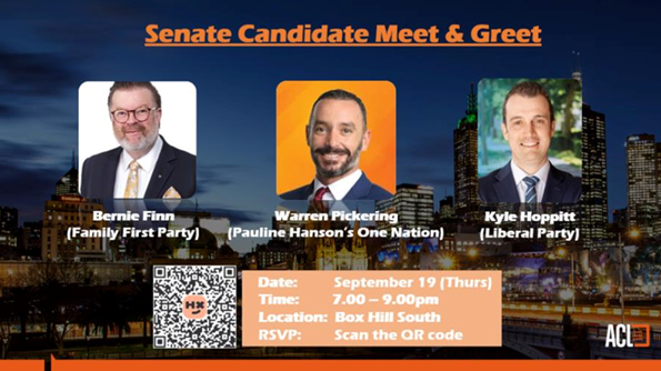 Bernie Finn At ACL Senate Candidate Meet and Greet - Family First Party ...