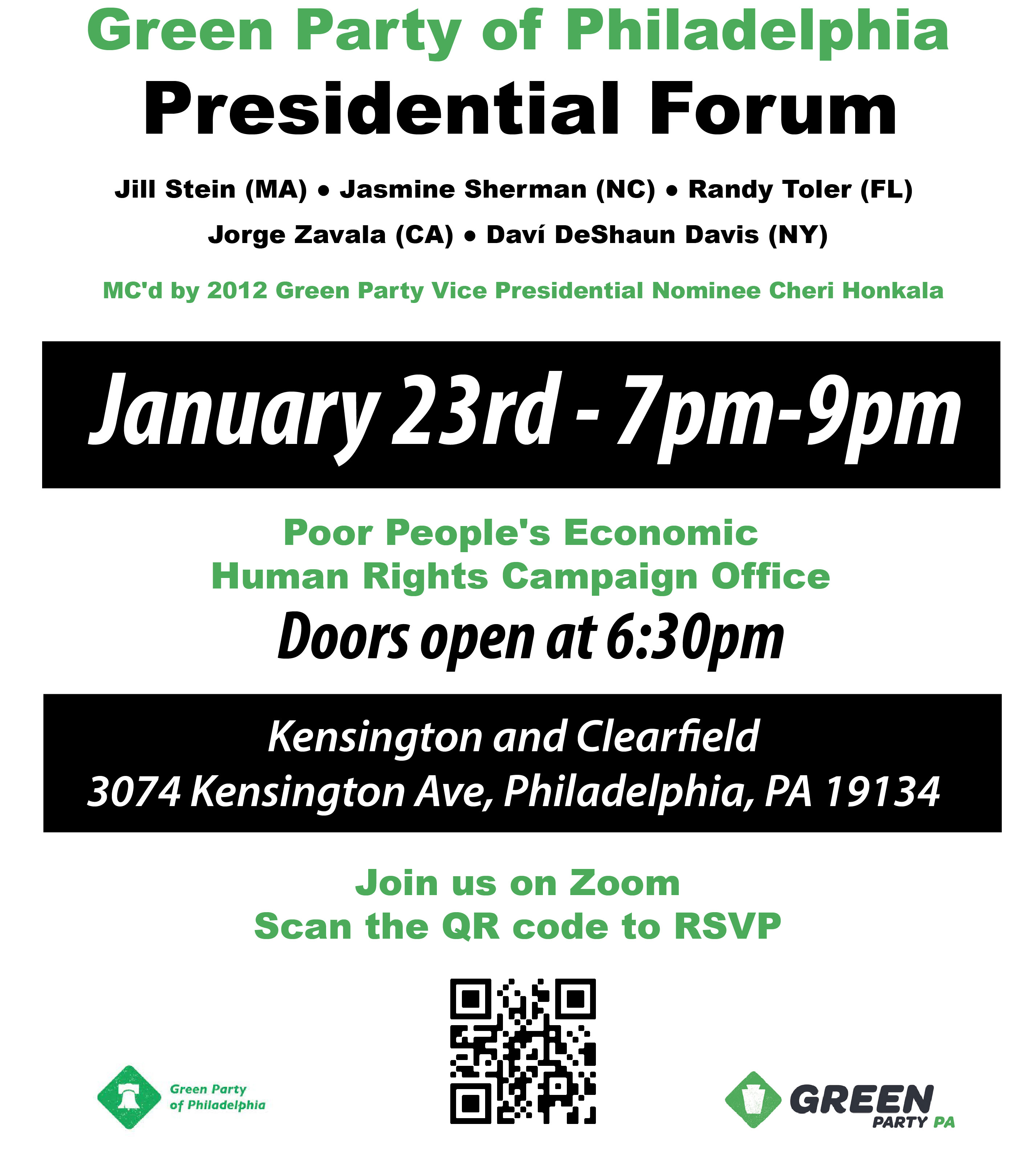 Green Party of Philadelphia Presidential Forum and Monthly Meeting ...