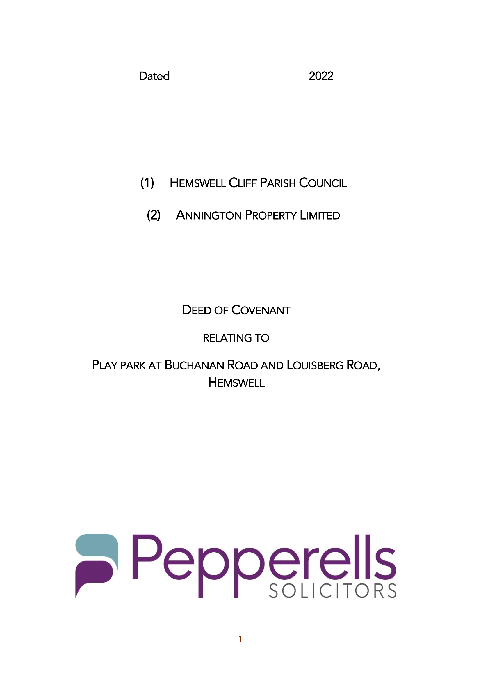 Deed of Covenant (BR) - Hemswell Cliff Parish Council