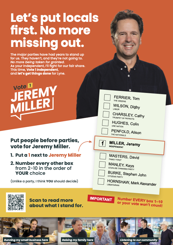 How to vote card - Jeremy Miller Independent