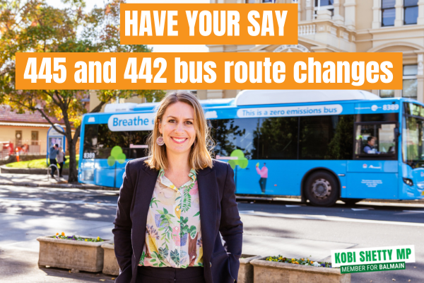 Act Now to Reinstate the 445 Bus to Balmain East Wharf