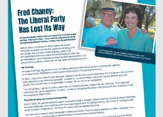 Fred Chaney: The Liberal Party Has Lost Its Way (28 Apr 2025) - Kate Chaney