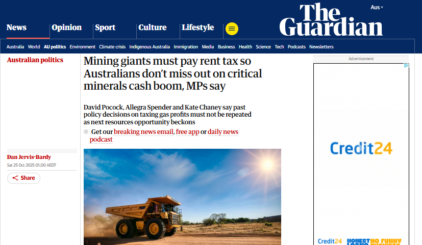 Mining giants must pay rent tax so Australians don’t miss out on ...
