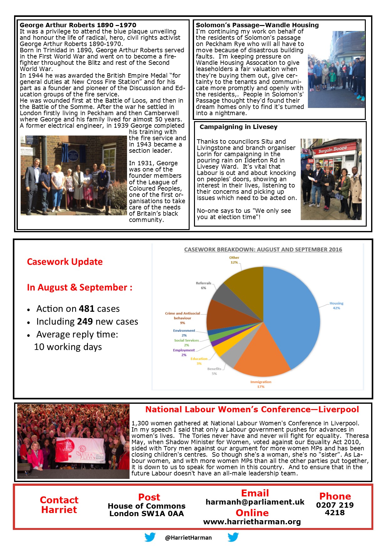 Monthly Report - September/October - Harriet Harman