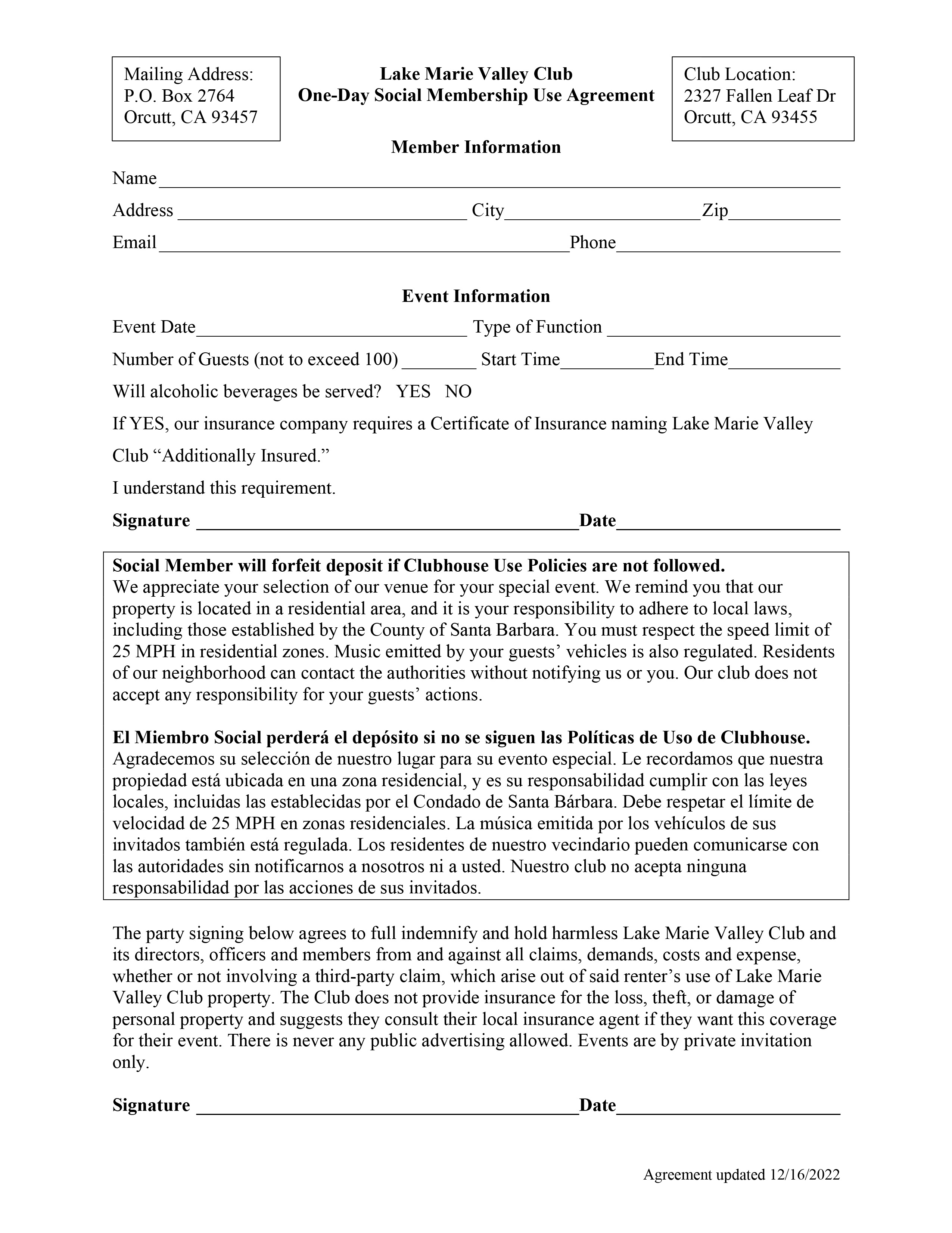 Clubhouse Rental - Lake Marie Valley Club