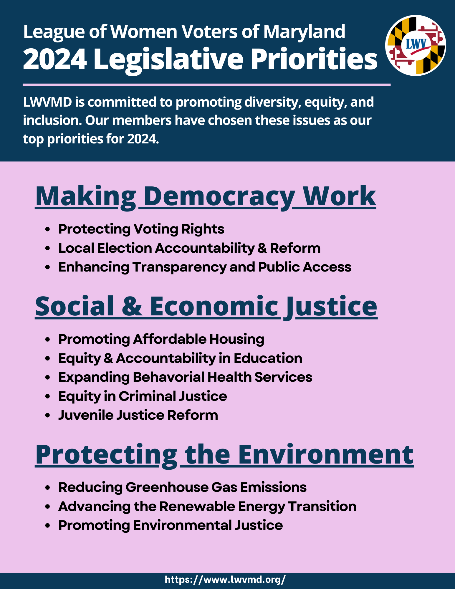 Legislative Priorities - LWVMD