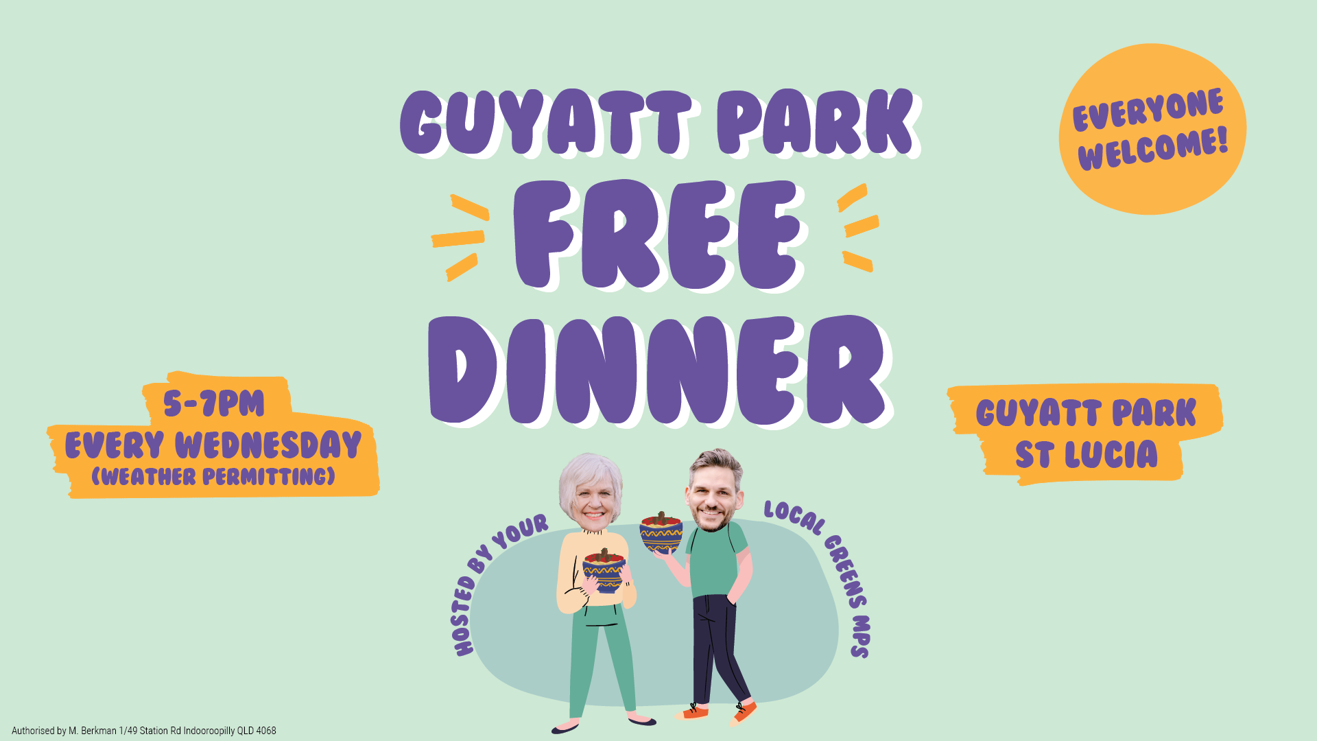 Guyatt Park Free Dinner - Michael Berkman MP for Maiwar
