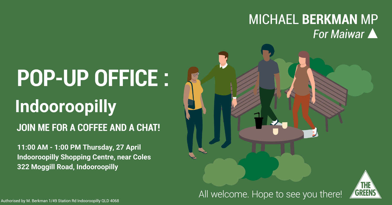 Pop-up Office Indooroopilly - Michael Berkman MP for Maiwar