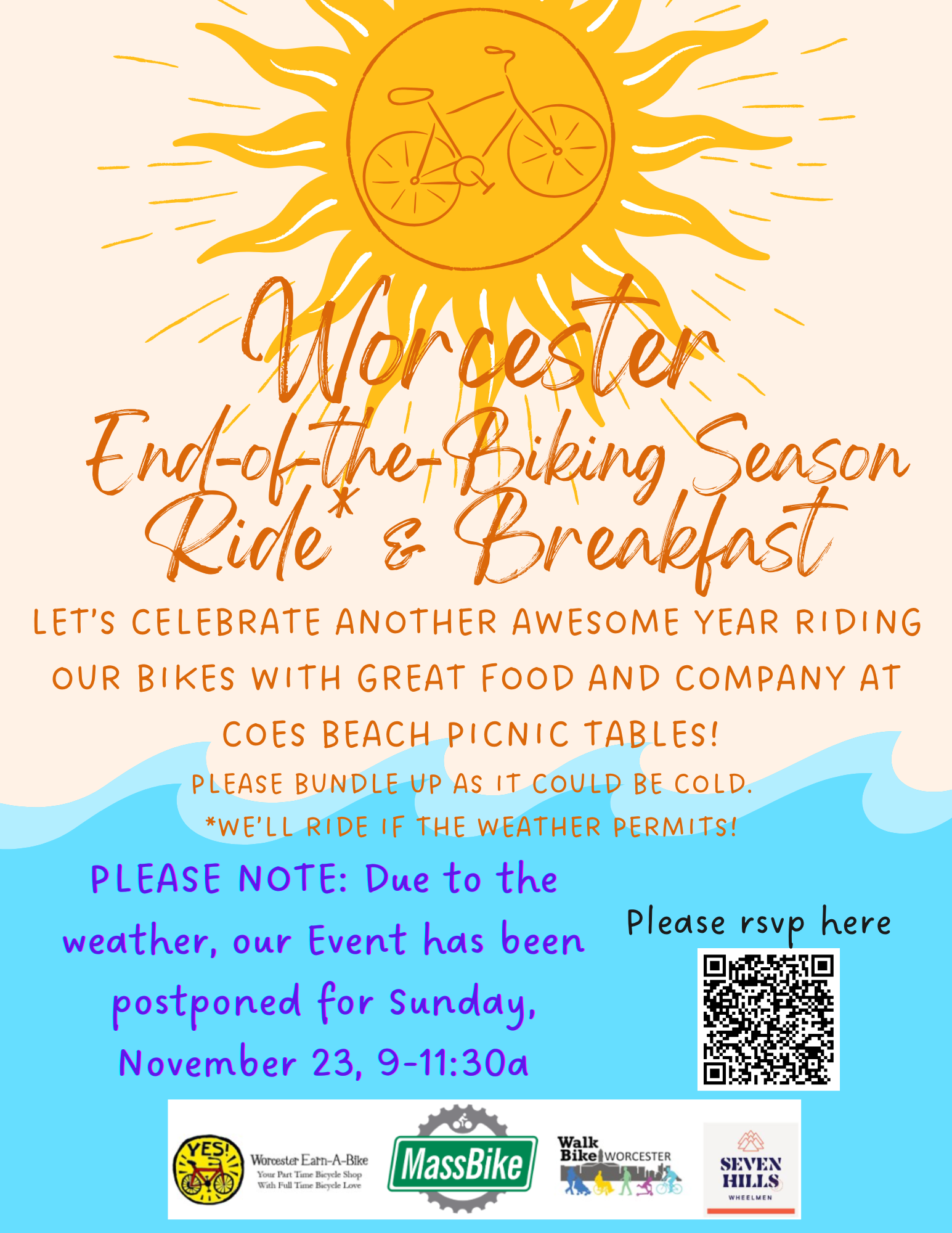 Worcester End-of-the-biking-season Ride and Breakfast!