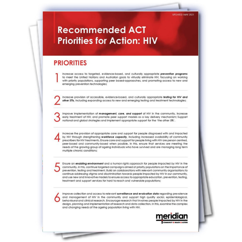 Recommended ACT Priorities for Action: HIV 2021 - Meridian