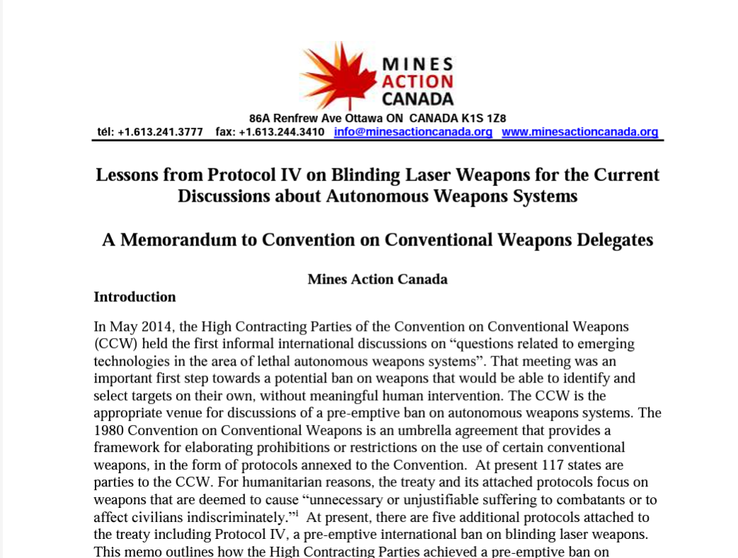 Updated Protocol IV Paper Released for Convention on Conventional ...