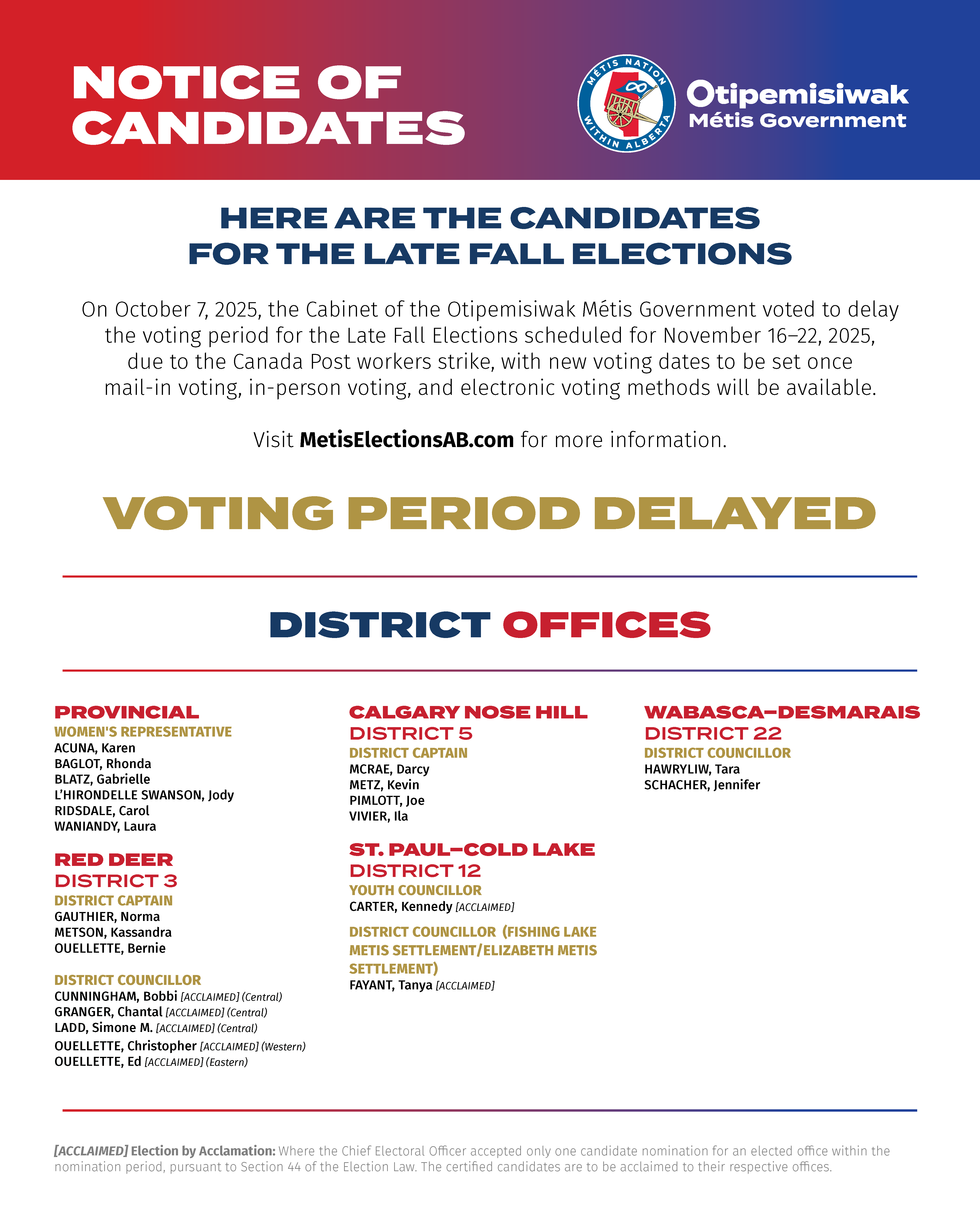 Otipemisiwak Métis Government - Chief Electoral Office