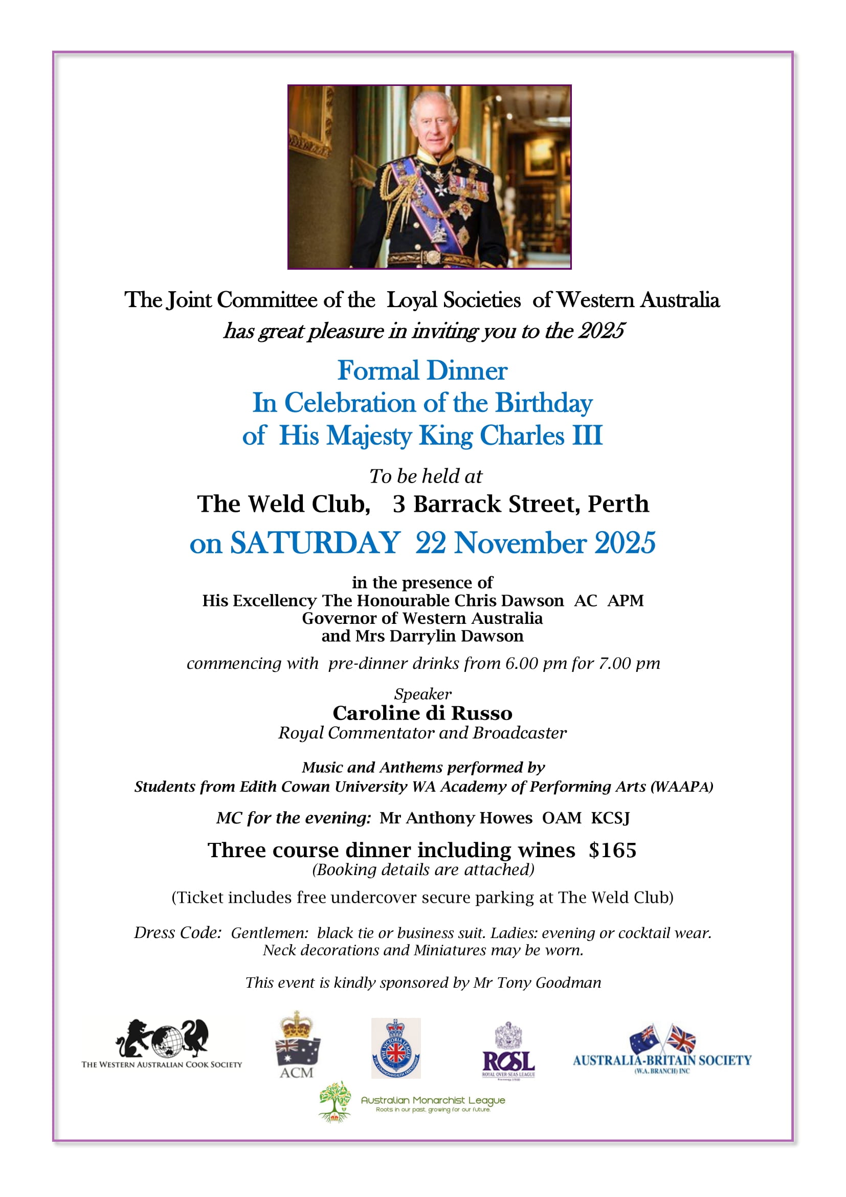 King’s Birthday Joint Dinner in Perth - Australian Monarchist League
